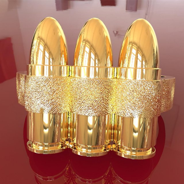 two fingers 9mm bullet belt ring 3D Print Model in Rings 3DExport