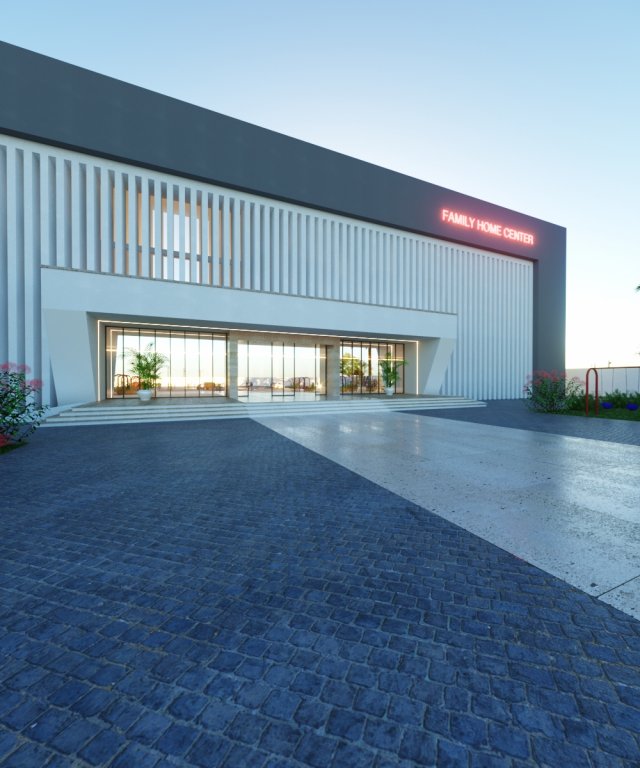 Of a Modern Mall Low-poly 3D Model in Buildings 3DExport