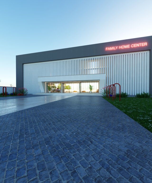 Of a Modern Mall Low-poly 3D Model in Buildings 3DExport