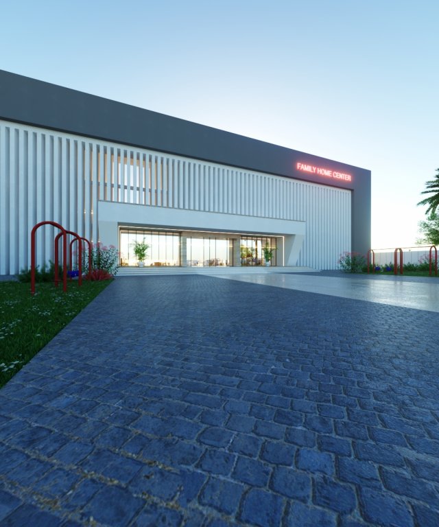 Of a Modern Mall Low-poly 3D Model in Buildings 3DExport