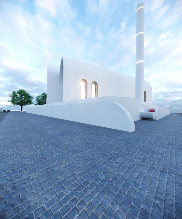 Modern mosque Low-poly 3D Model in Buildings 3DExport