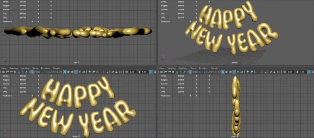 happy new year 3D Model in Decoration 3DExport