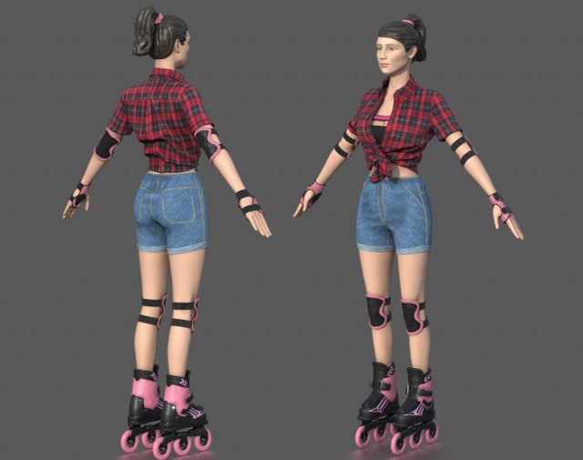 Roller Skater Girl 3d Model In Woman 3dexport