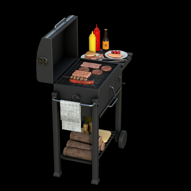 Barbecue with Complements 3D Model in Miscellaneous 3DExport