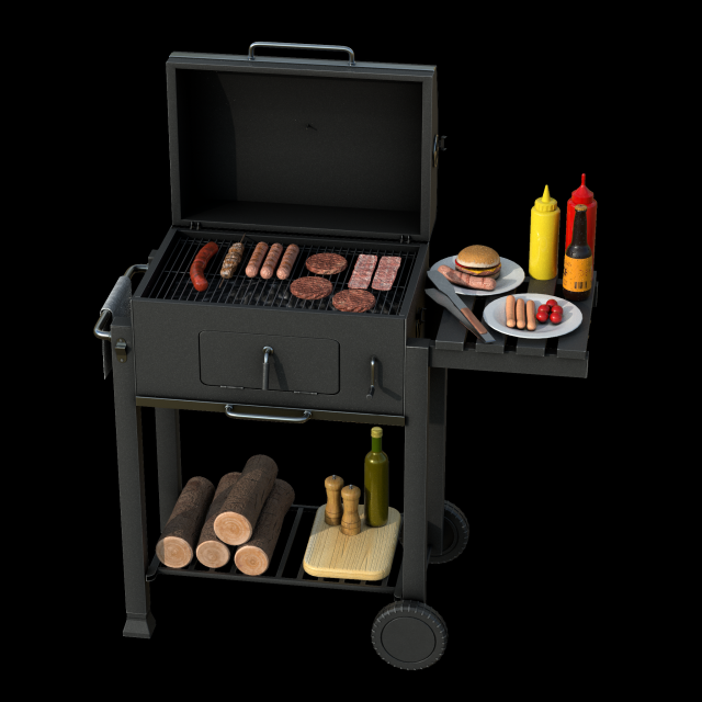 Barbecue with Complements 3D Model in Miscellaneous 3DExport