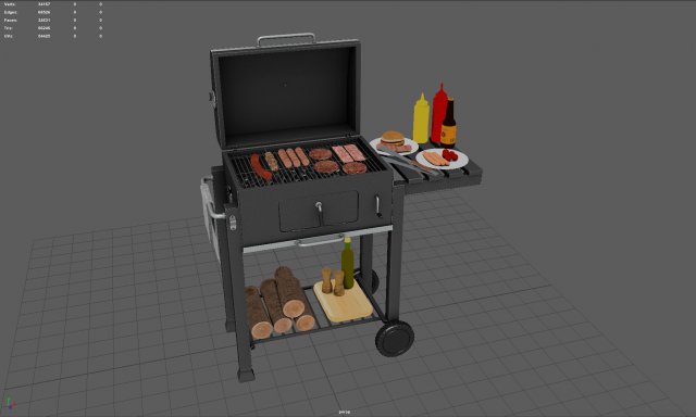Barbecue with Complements 3D Model in Miscellaneous 3DExport