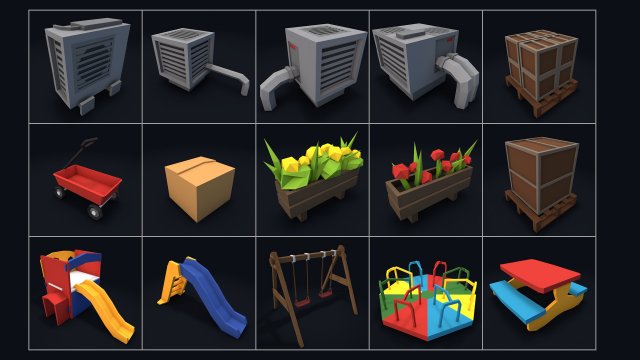 Low Poly City Mega Pack 3D Model in Buildings 3DExport