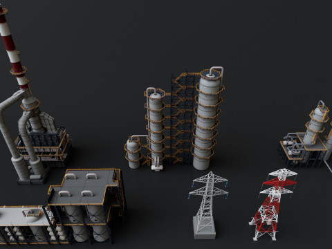 Refinery Factory Power Plant Mega Pack Collection 3D Model in Machines ...