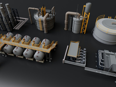 Refinery Factory Power Plant Mega Pack Collection 3D Model in Machines ...