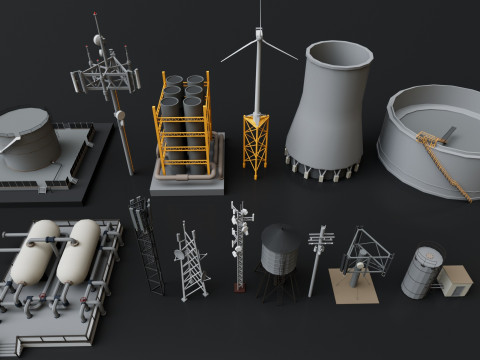 Refinery Factory Power Plant Mega Pack Collection 3D Model in Machines ...