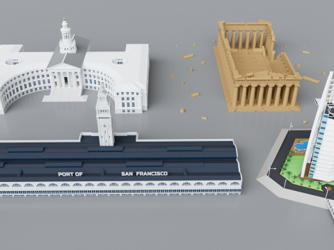 90 World Famous Landmarks Monument Mega Pack Collection 3D Model in ...