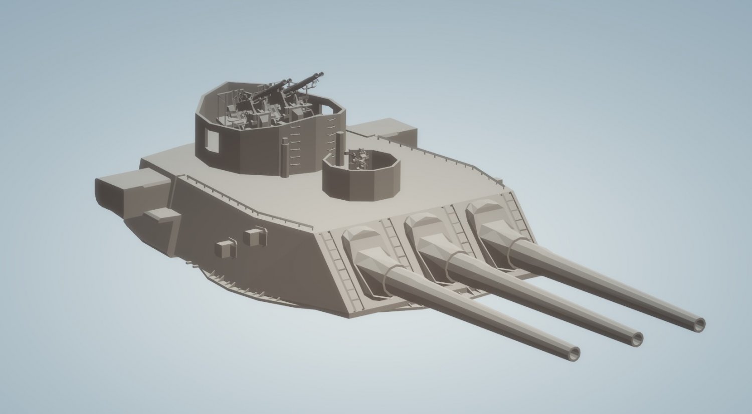 USS North Carolina and Wisconsin 16 inch stern turret 3D Model in ...