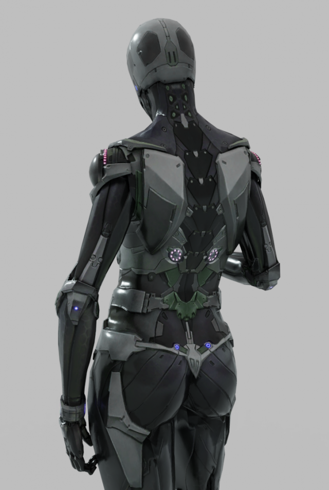 Cyborg Female Rigged Low-poly 3D Model in Robot 3DExport