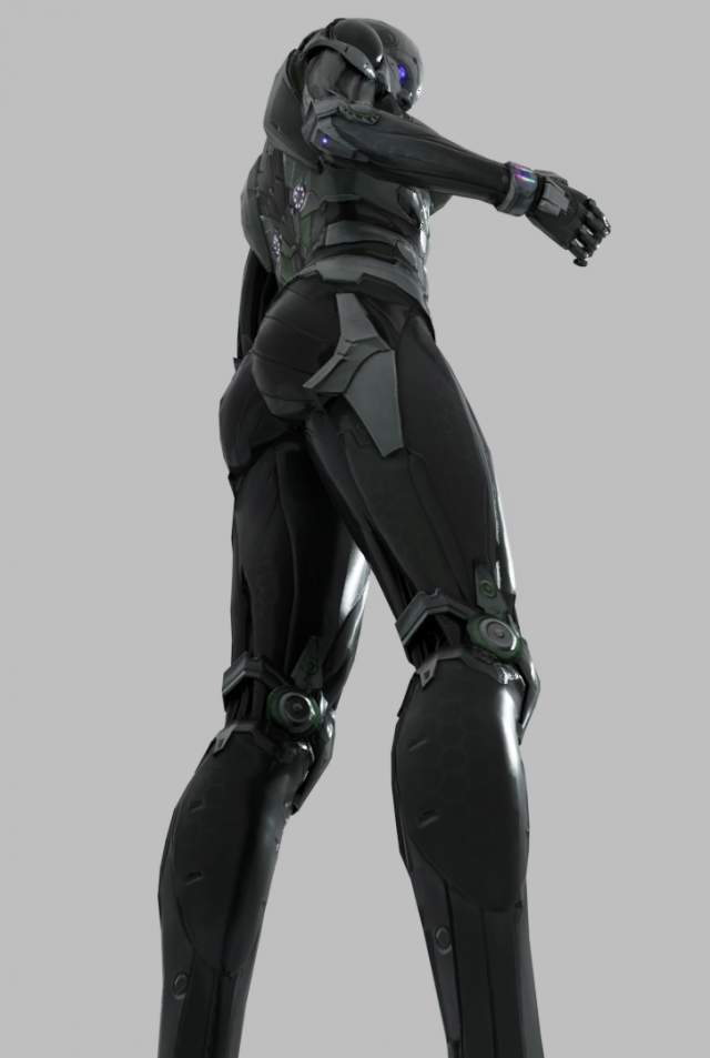 Cyborg Female Rigged Low-poly 3D Model in Robot 3DExport