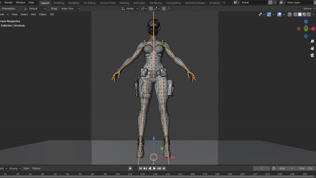 SciFi Female Character Rigged 3D Model in Robot 3DExport