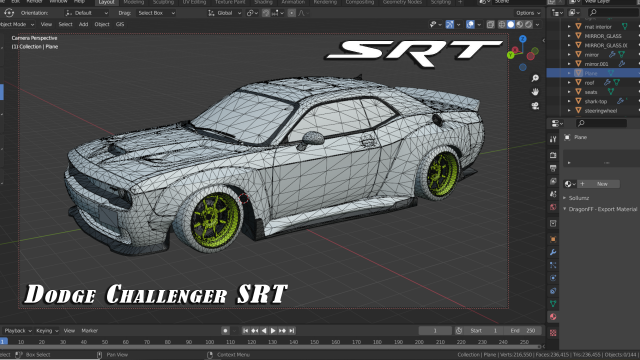 Dodge Challenger SRT Wide body kit 3D Model in Sport Cars 3DExport