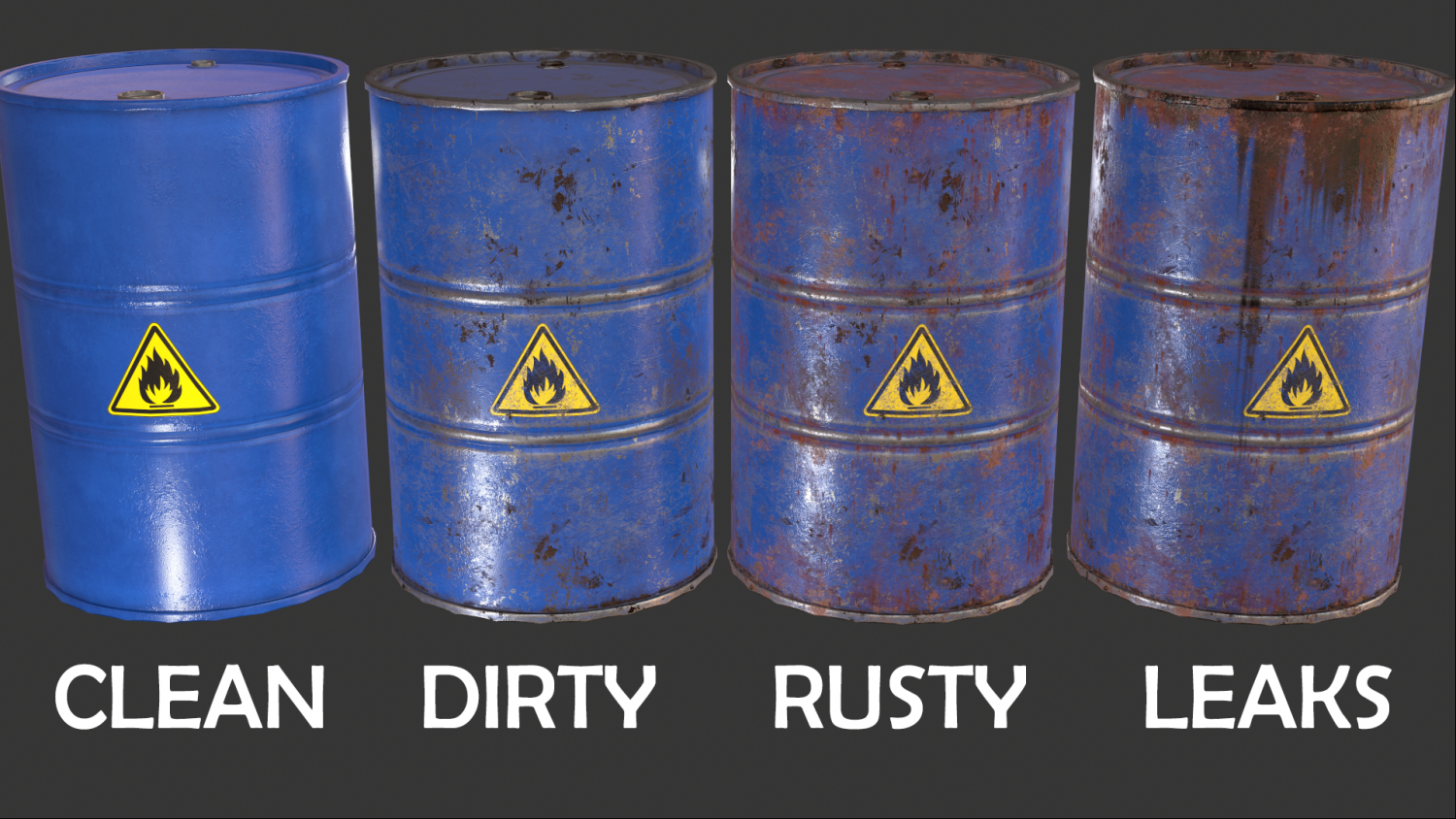 PBR Oil Drum Barrel A1 - Flammable Explosive Chemical 3D Model in ...