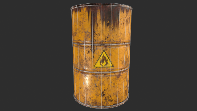 pbr oil drum barrel a1 - flammable explosive chemical 3D Model in Shipping Containers 3DExport