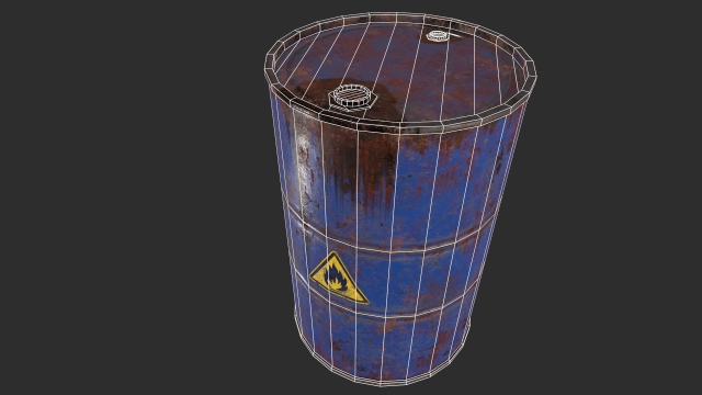 pbr oil drum barrel a1 - flammable explosive chemical 3D Model in Shipping Containers 3DExport