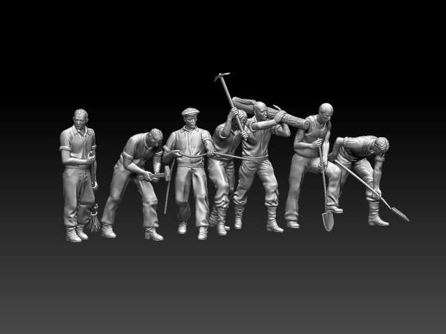 workers 3D Print Model in Figurines 3DExport