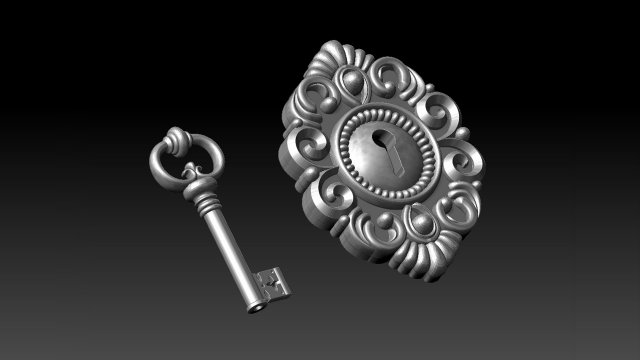 Key and keyhole 3D Print Model in Sculpture 3DExport