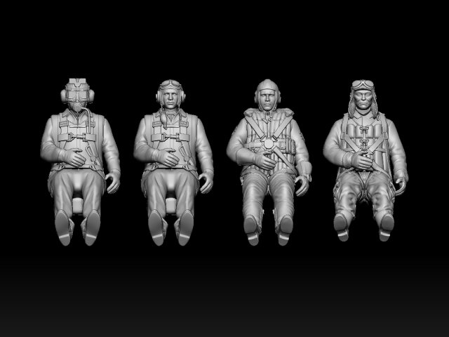 Pilots ww2 3D Print Model in Sculpture 3DExport
