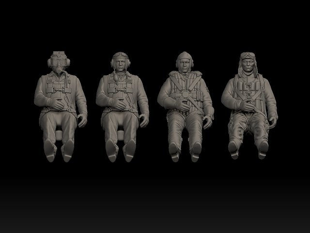 Pilots ww2 3D Print Model in Sculpture 3DExport