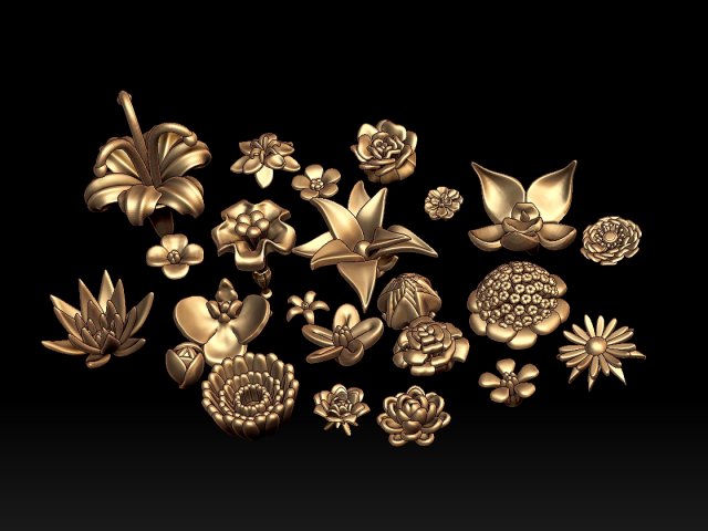 Flowers 3D Print Model in Sculpture 3DExport