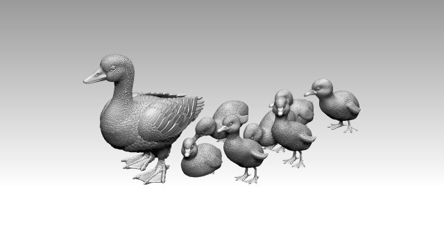 Duckling duck 3D Print Model in Sculpture 3DExport