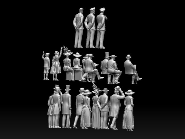 Retro people 3D Print Model in Sculpture 3DExport