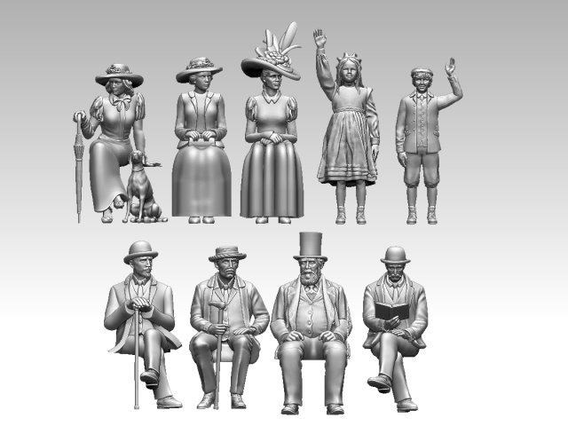 Retro people 3D Print Model in Sculpture 3DExport