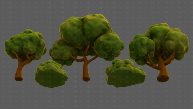 Trees Cartoon V33 3D Model in Tree 3DExport