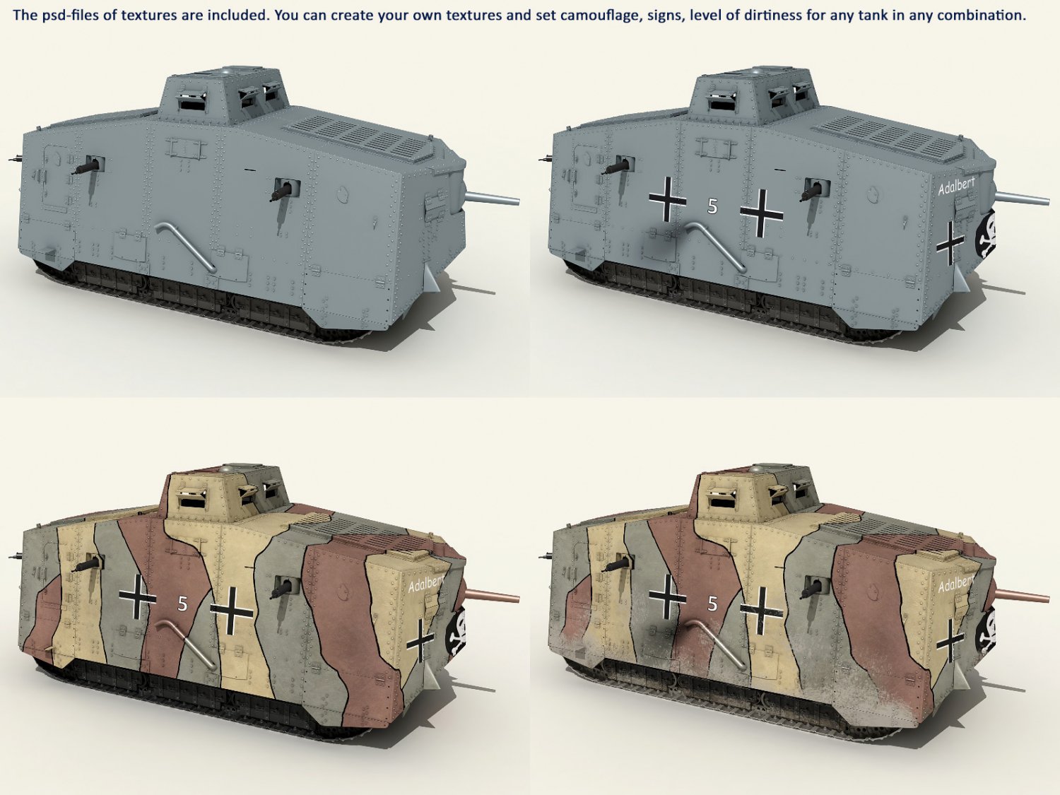 A7v tank 3D Model in Tank 3DExport