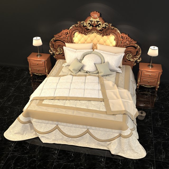 classic bed 3D Model in Bedroom 3DExport