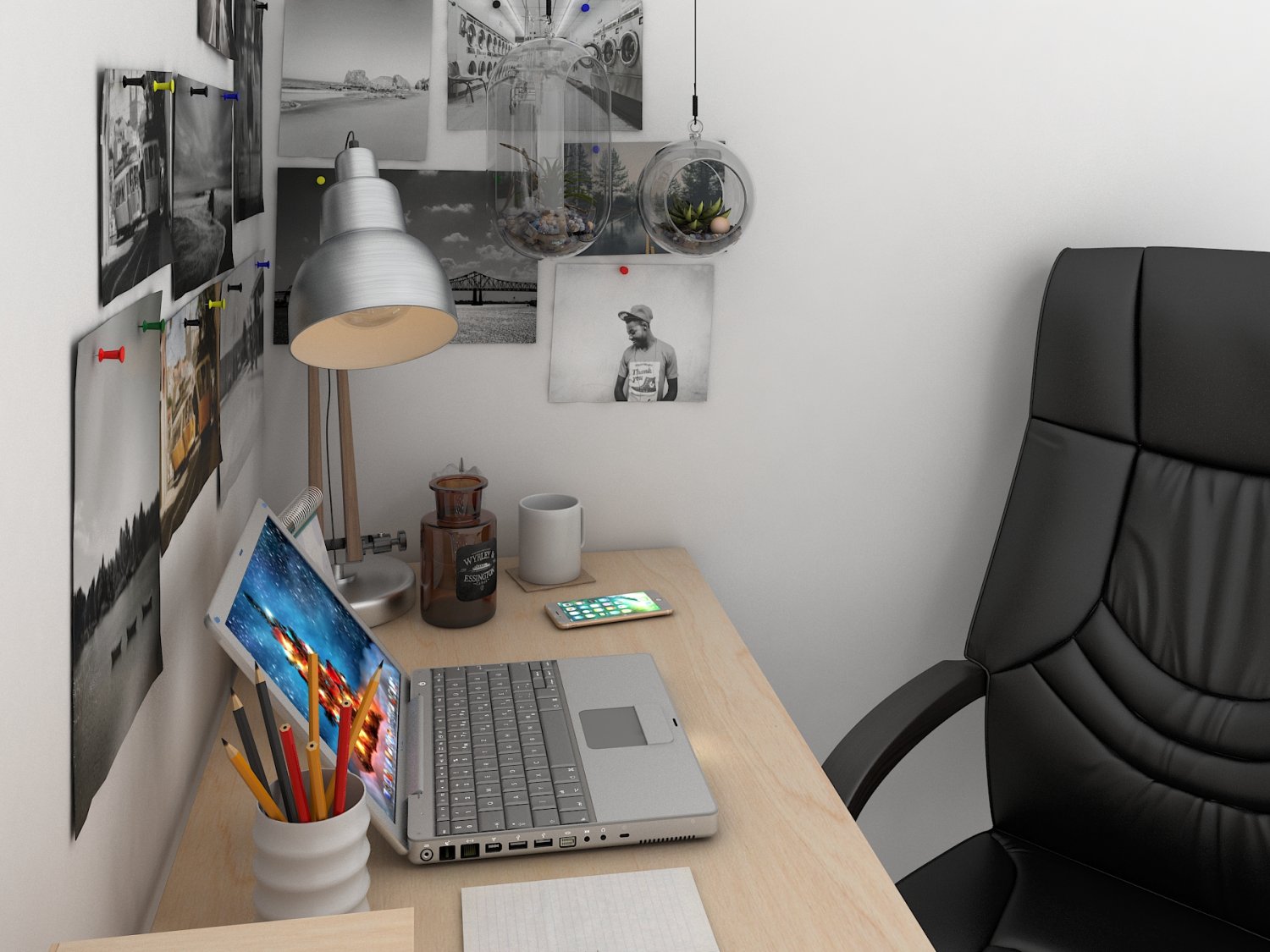 office working table set 3D Models in Desk 3DExport