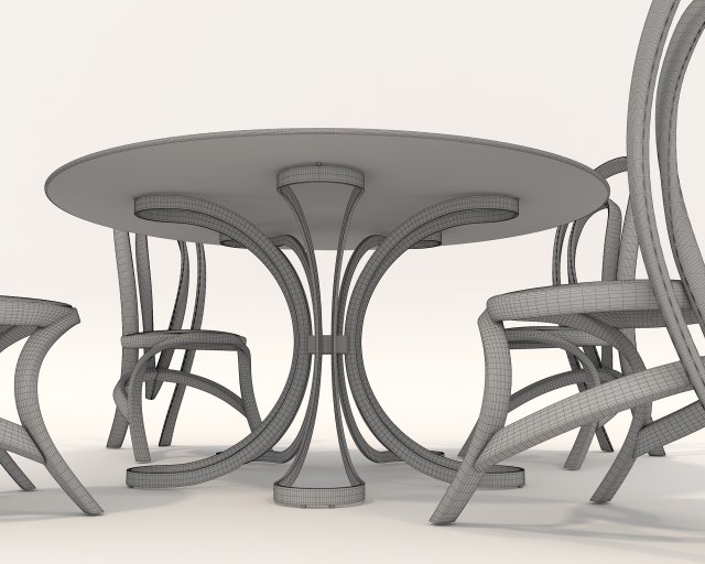 Contemporary Style Table and Chairs 14 3D Model in Set 3DExport