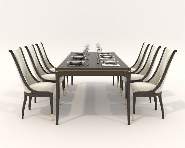 Restaurant Dining Table and Chairs 4 3D Model in Set 3DExport