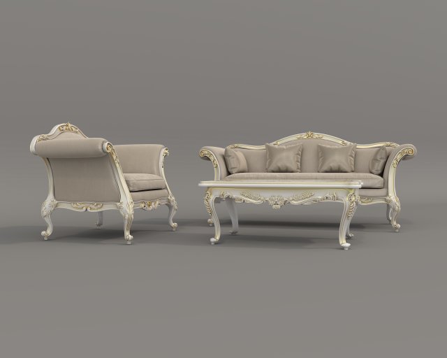 Classic Sofa and Armchair 3 3D Model in Sofa 3DExport