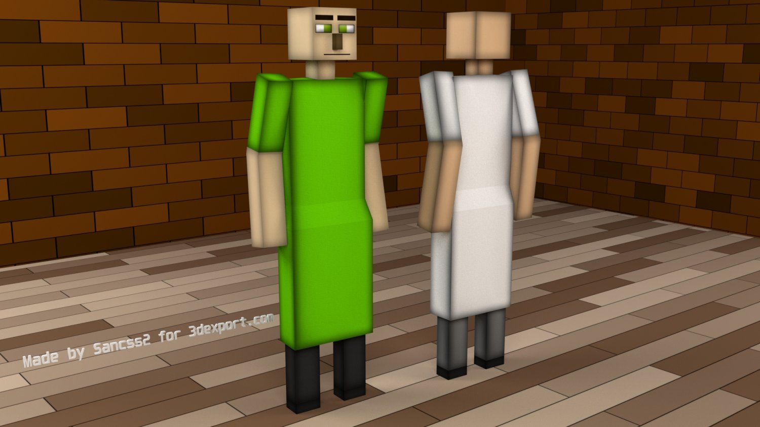 Minecraft Villager 3D Model in Cartoon 3DExport