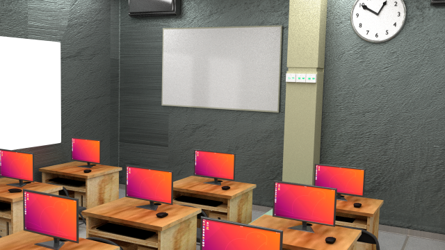 classroom environment with character 3D Model in Man 3DExport