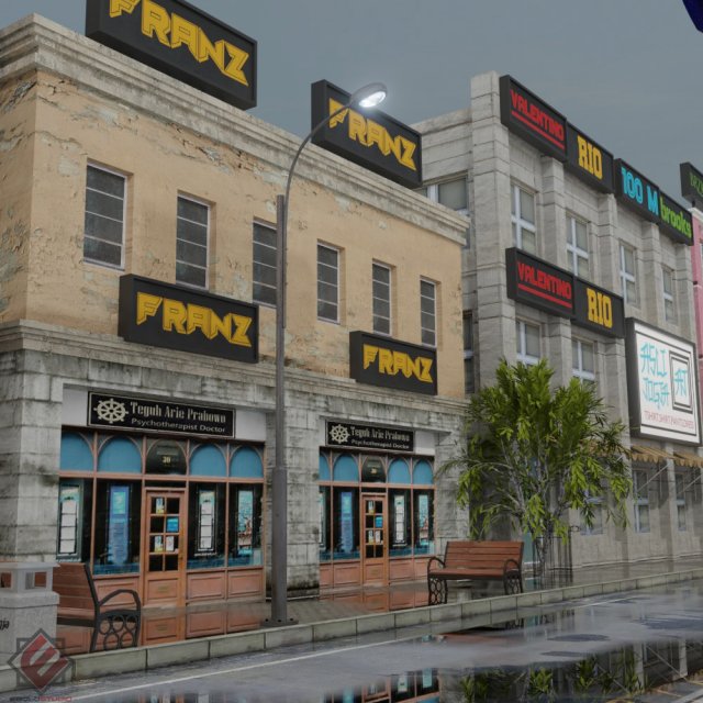 realistic urban city building pack low-poly 3D Model in Buildings 3DExport