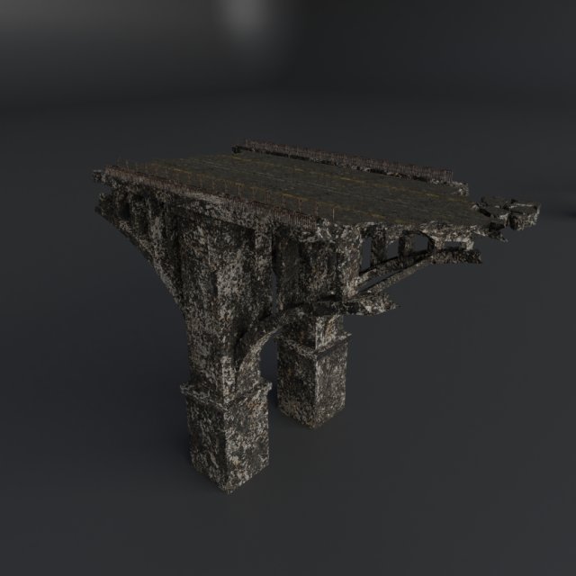 destroyed bridge set kitbash 3D Model in Bridge 3DExport