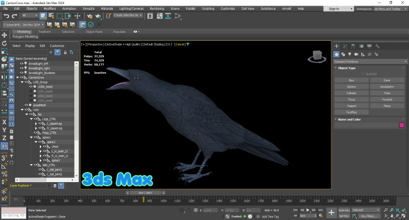 Realistic Animated Carrion Crow 3D Model in Bird 3DExport