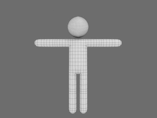 rigged simple stick man 3D Model in Cartoon 3DExport