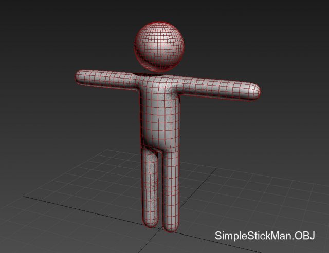 rigged simple stick man 3D Model in Cartoon 3DExport