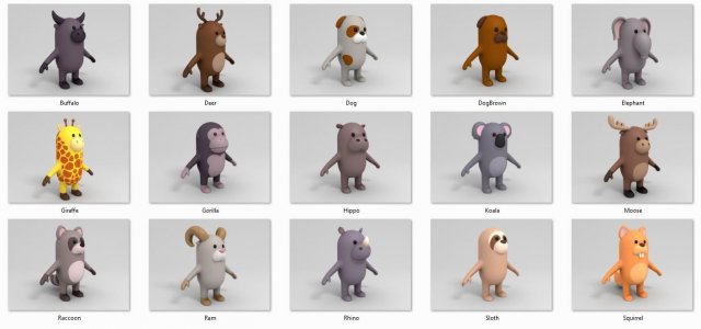 cartoon animal model pack 2 3D Model in Other 3DExport