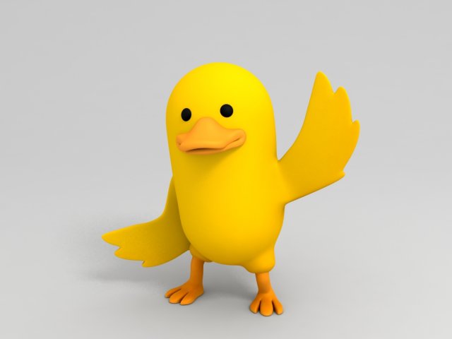 rigged yellow duck character 3D Model in Bird 3DExport