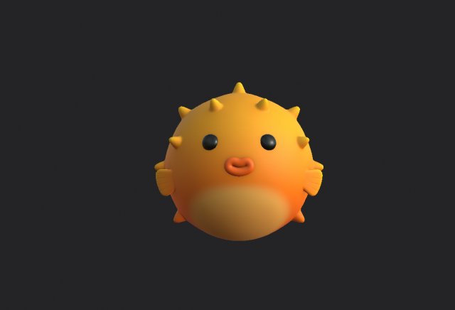 puffer fish 3D Model in Fish 3DExport