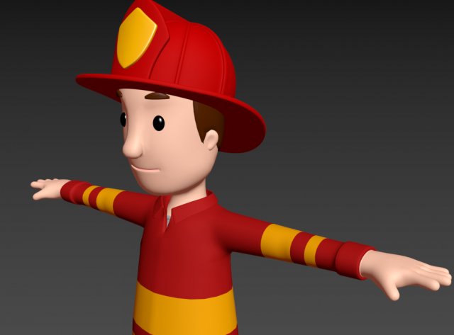 cartoonman037-firefighter 3D Model in Man 3DExport