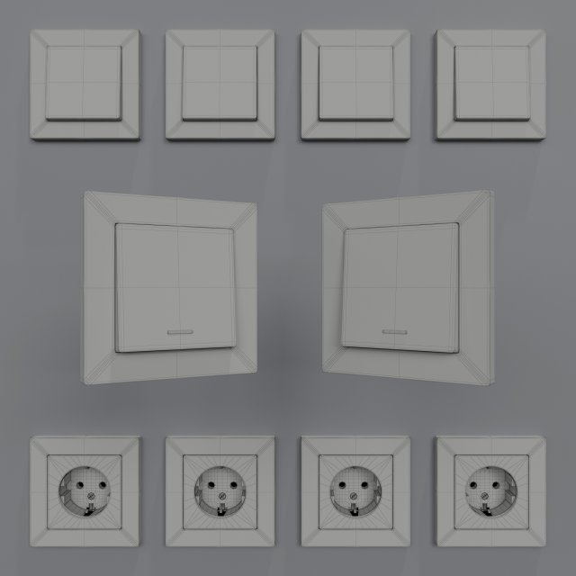 electric socket collection 3D Model in Miscellaneous 3DExport